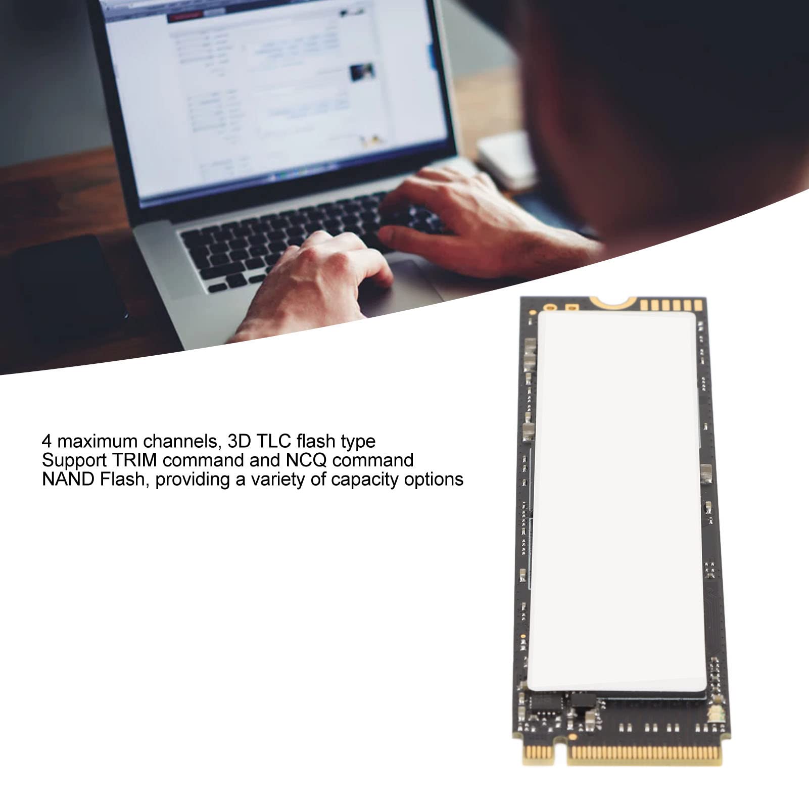 Computer SSD, PCB Material 4 Maximum Channels M.2 K300 SSD Plug and Play M.2 M Key Interface 3D TLC Flash Type for Desktop PC for Laptop 128GB