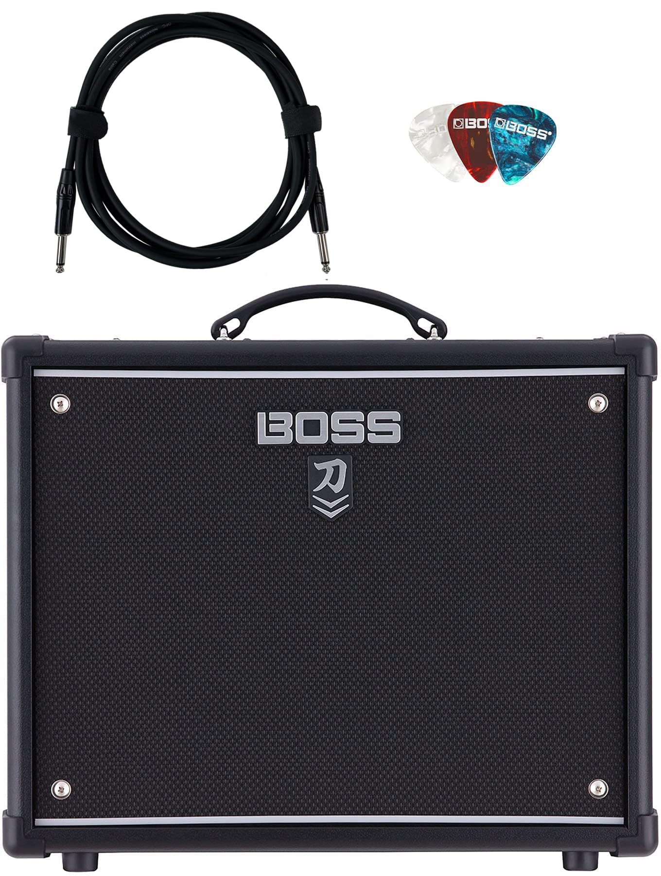 Boss Katana 50 MkII Guitar Combo Amplifier Bundle with Instrument Cable and Picks