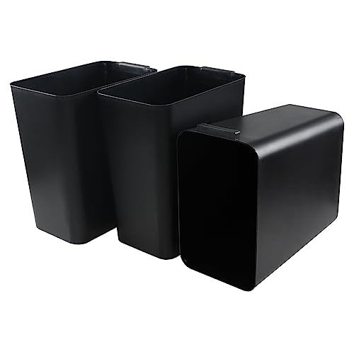 HOMMP 3-Pack Black 4.5 Gallon Office Wastebasket, Deskside Plastic Garbage Container Bin
