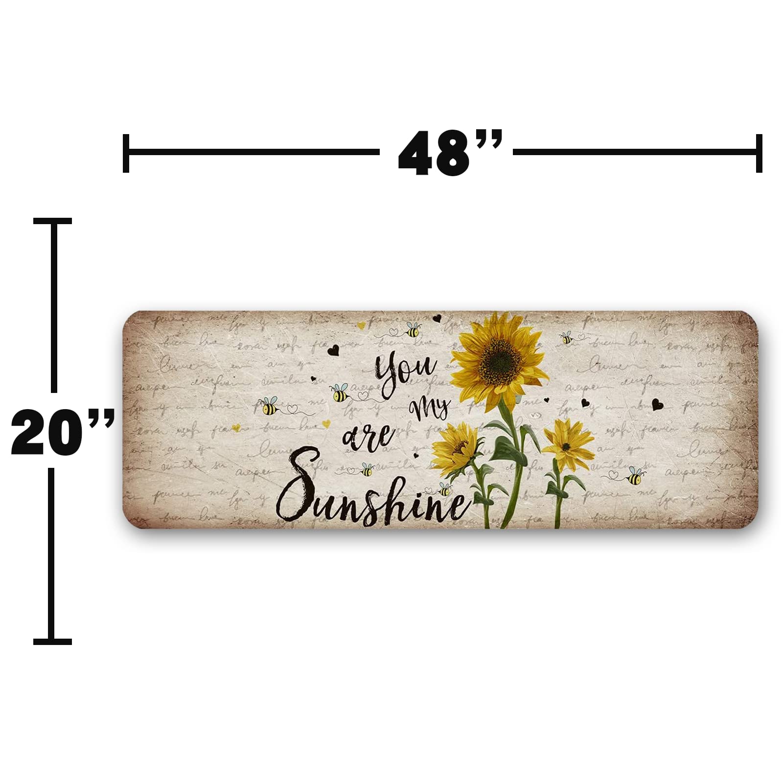 Briskdecor Kitchen Rugs and Mats Set, Absorbent Soft Non-Skid Rubber Backing Area Rugs, Sunflower Washable Floor Comfort Mats and Carpet Runner, 20 Inch x 48 Inch, Yellow