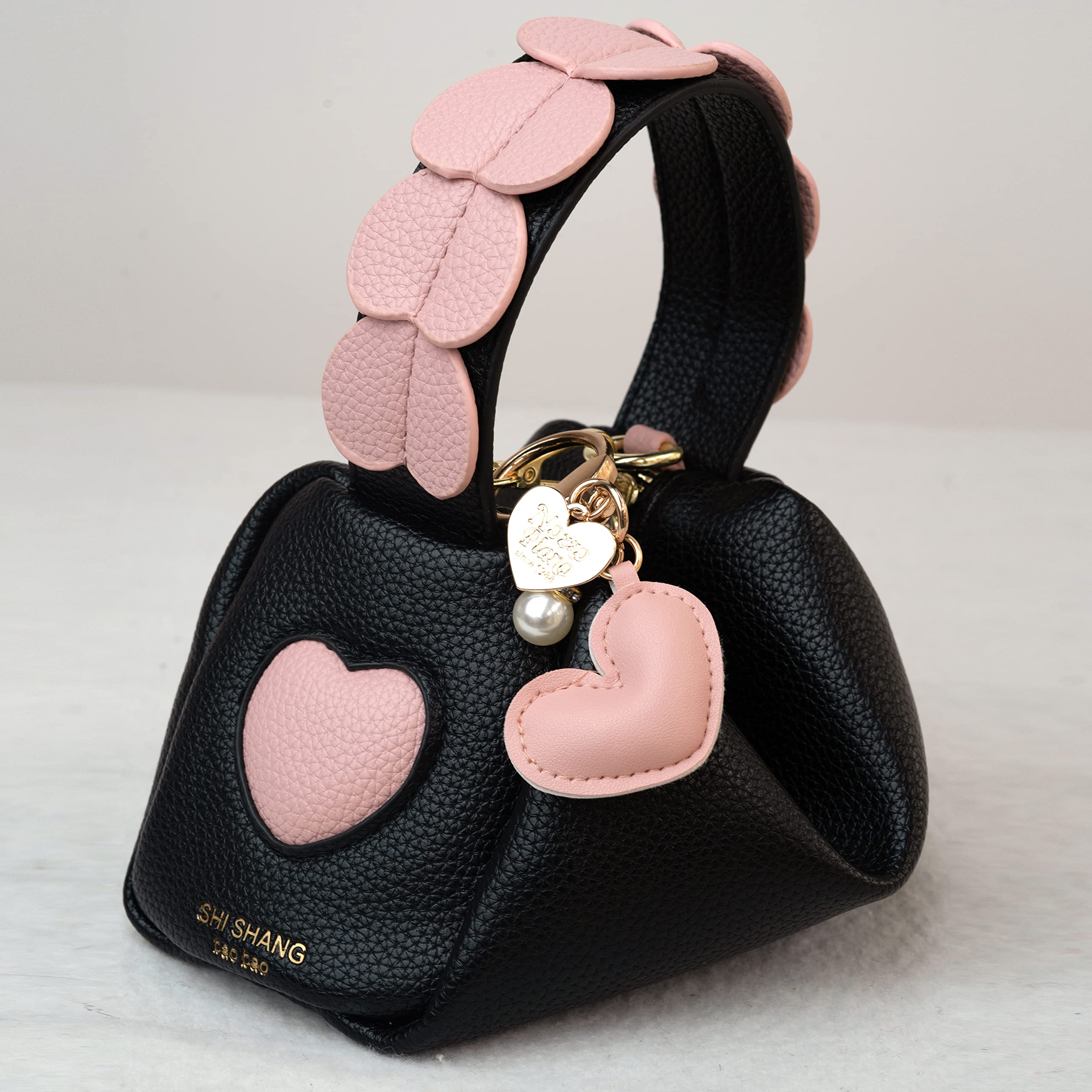 Celivelan Cute Heart Handle Bag Lovely Candy Color Crossbody Bag Roomy Soft Leather Shoulder Bag Triangle Shape Purses For Women