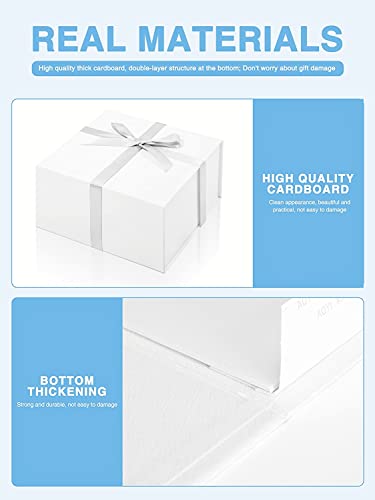 MESHA 8X8X4 Magnetic Gift Box,1PC Gift Box Magnetic Closure,White Gift Boxes with Lids for Keepsakes Jewelry Photography Coffee Mugs Home Ogranization