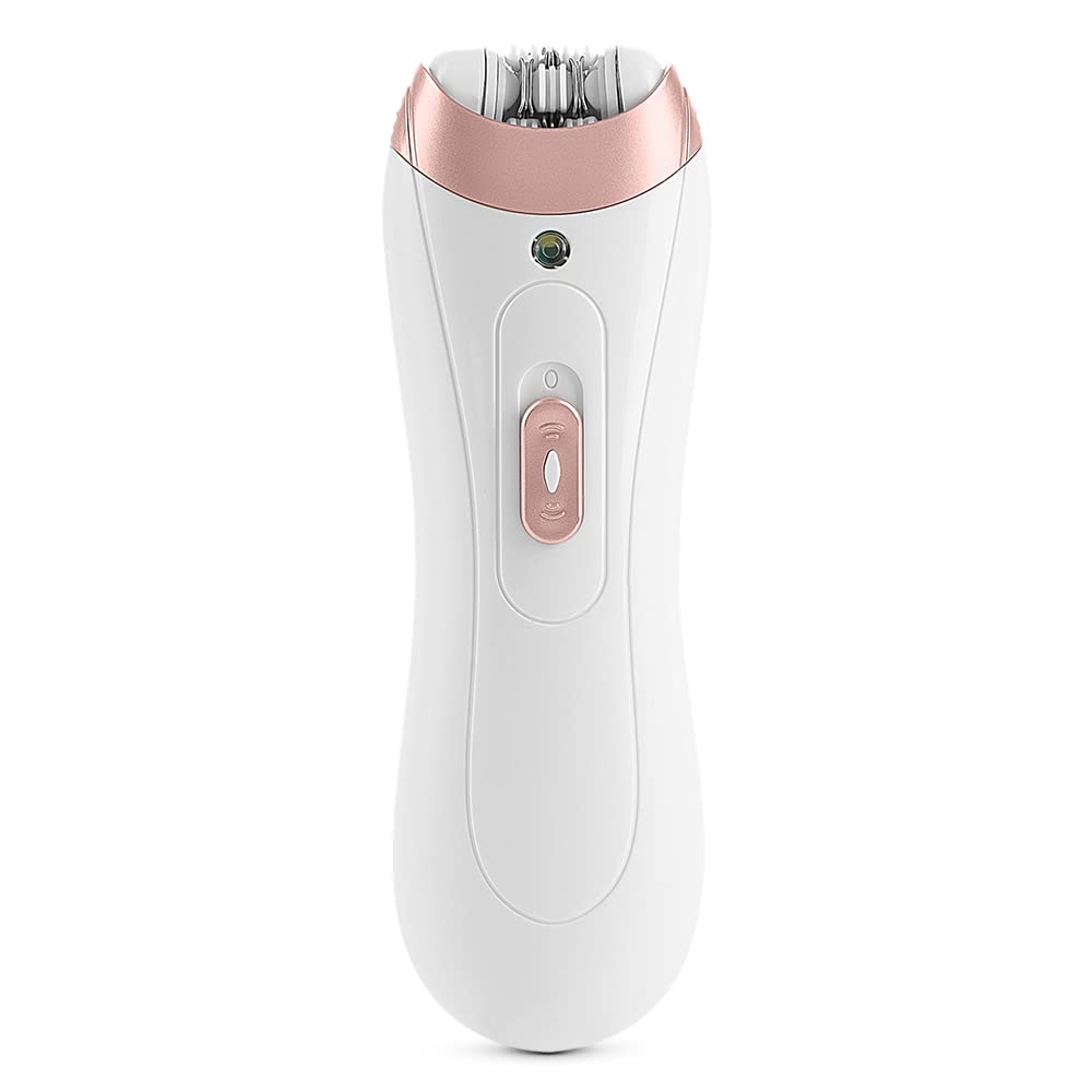 Brookstone Rose Gold Epilator for Women | Cordless Epilator for Face, Bikini and Legs | Battery Operated with LED Light