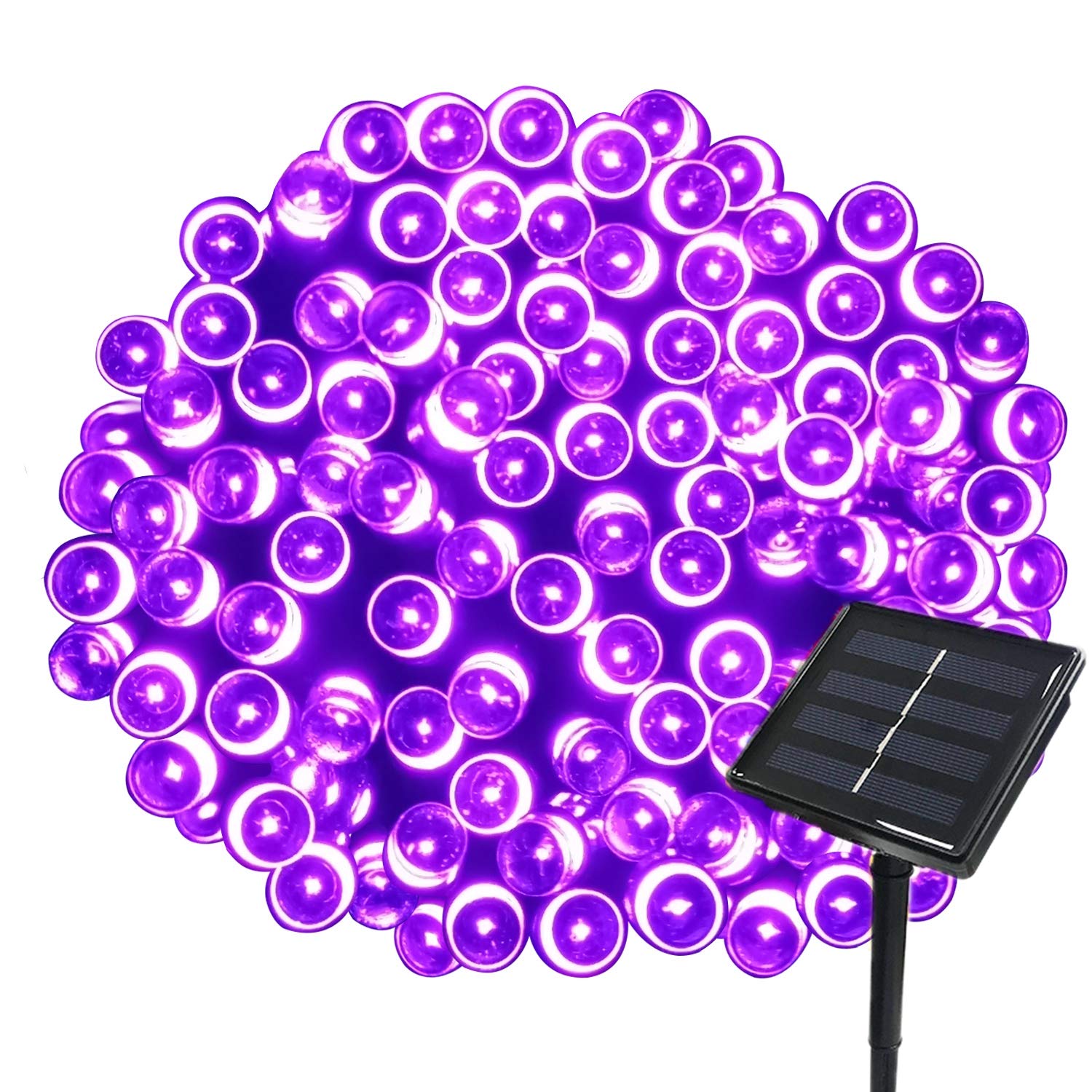 REICUA, Solar Garden Lights, Outdoor String Lights, Waterproof 72ft 22m 200 LED 8 Twinkling Modes, Decorative Lighting Fairy Lights for Home, Gazebo, Patio, Lawn, Wedding Ornament (Purple)