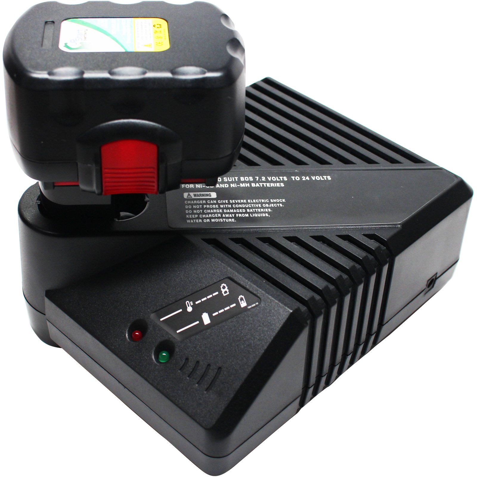 Bosch 14.4V Battery Replacement (1300mAh,NICD) + Universal Charger for Bosch Power Tool Battery and Charger - Compatible with Bosch 33614, Bosch BAT040, Bosch GST 14.4 V, Bosch 3660K