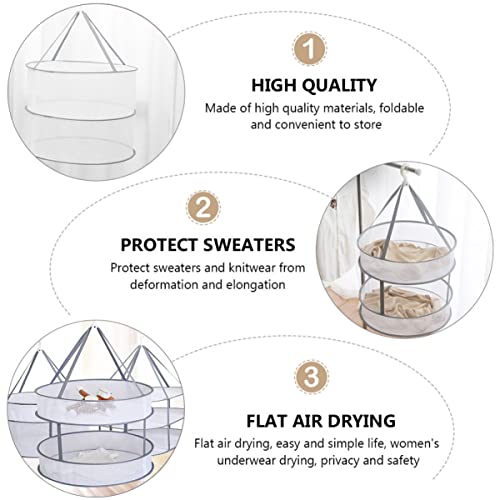 Homoyoyo 2pcs Holder Organizer Swimsuit Round Underwear -Tiers cm Windproof Clothes for Mesh, Tier Collapsible - Dryer Foldable Net Sweater Mesh Sweaters Hanger Multipurpose Rack Socks