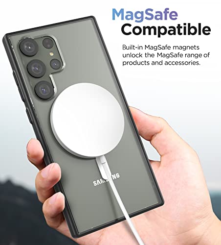 Encased Clear Case Designed for Samsung Galaxy S23 Ultra Magnetic Case with Removeable Phone Holder Grip/Kickstand - Compatible with MagSafe Charging & Accessories