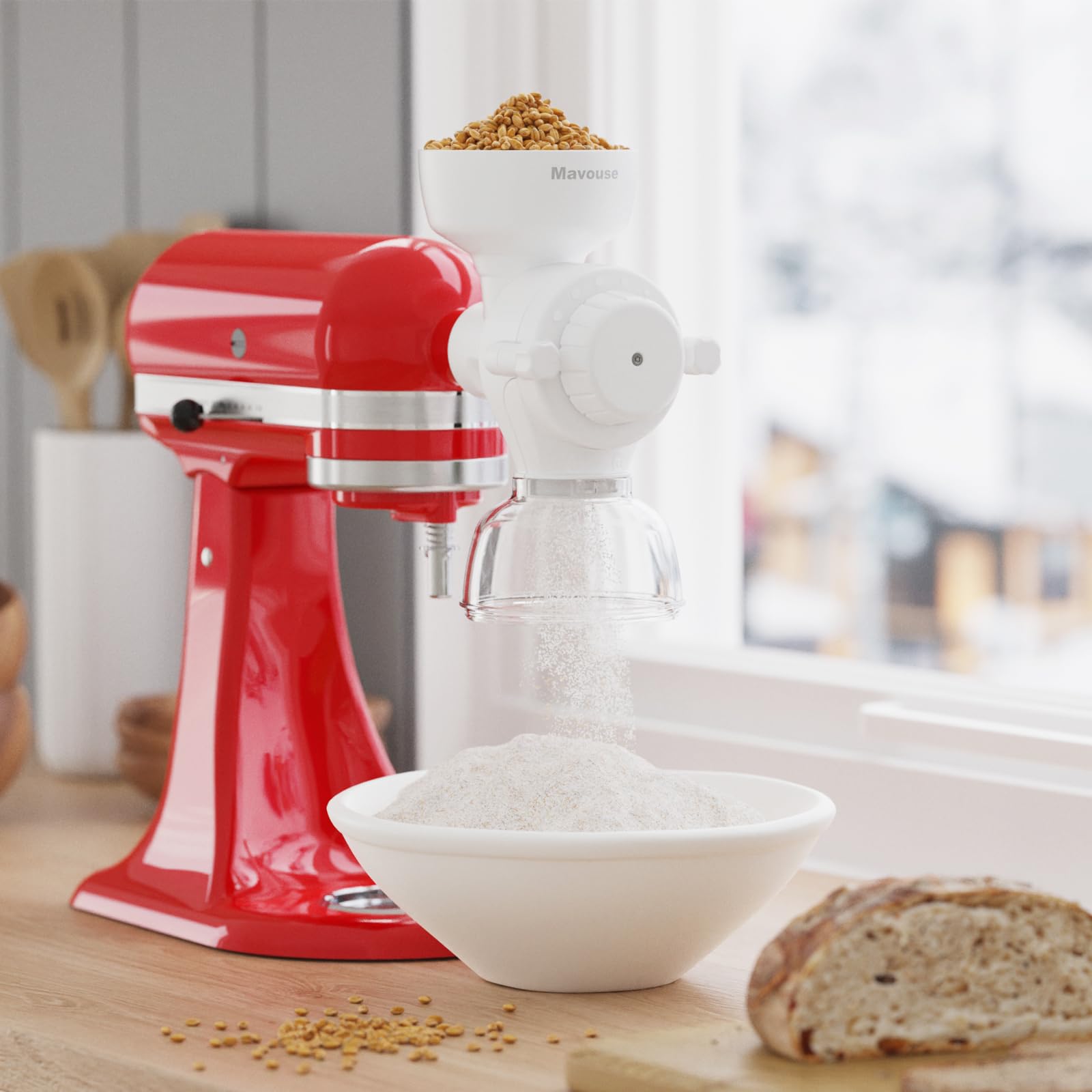 Grain Mill Attachment For Kitchenaid Stand Mixer, 8 Levels Flour Grinder Attachment For Wheat, Corn, Oats, Coffee Bean