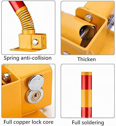Folding Car Parking Space Lock,with Spring Parking Barrier Post Fold Down Post Barrier Steel Security Posts with Padlock(Yellow 600x70mm)