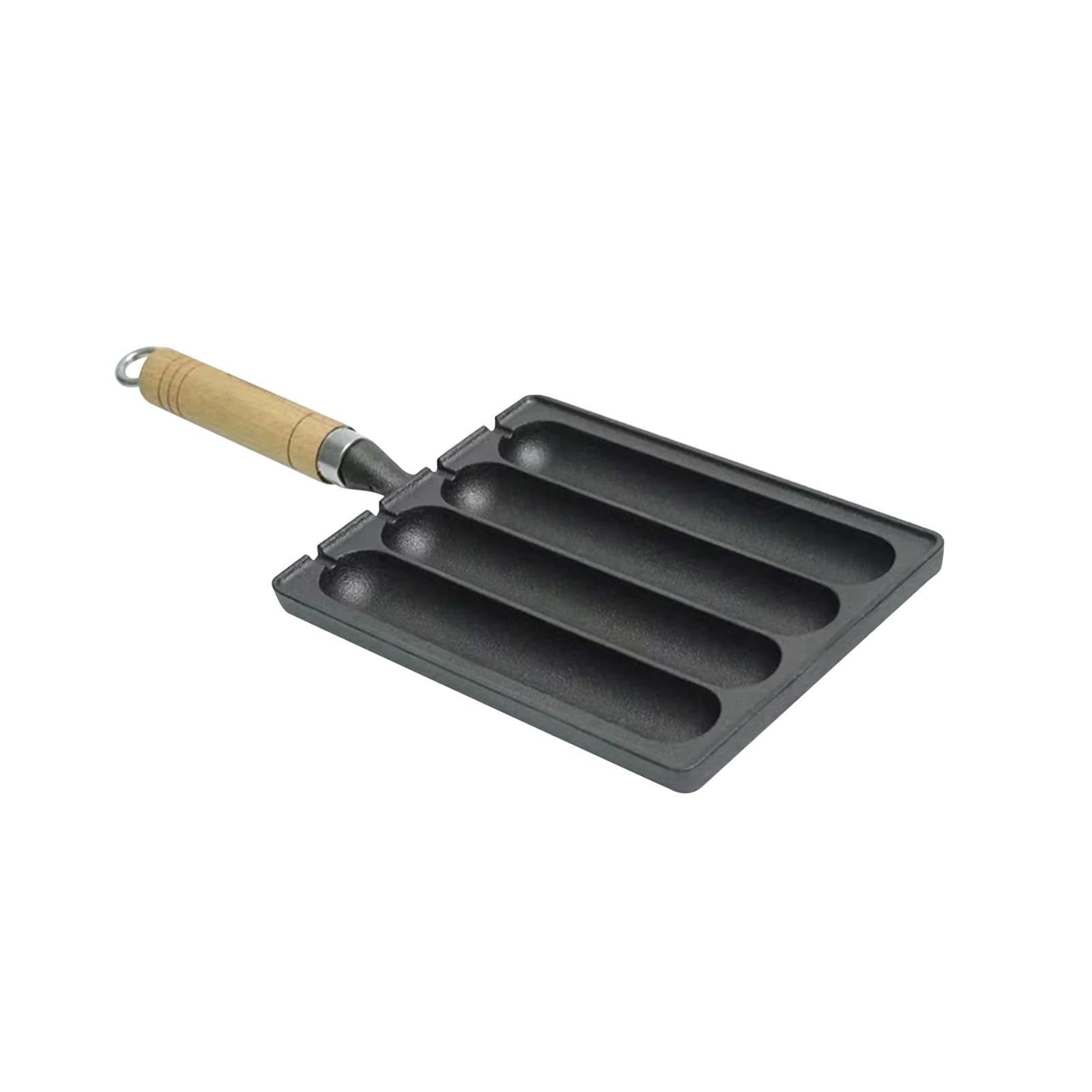 Gralara Sausage Grilling Pan Corn Dog Grill Pan Non Coating Cast Iron 4 Grid Hot Dog Presser Maker Hot Dog Grill Pan for All Stovetop Breakfast, Rectangle