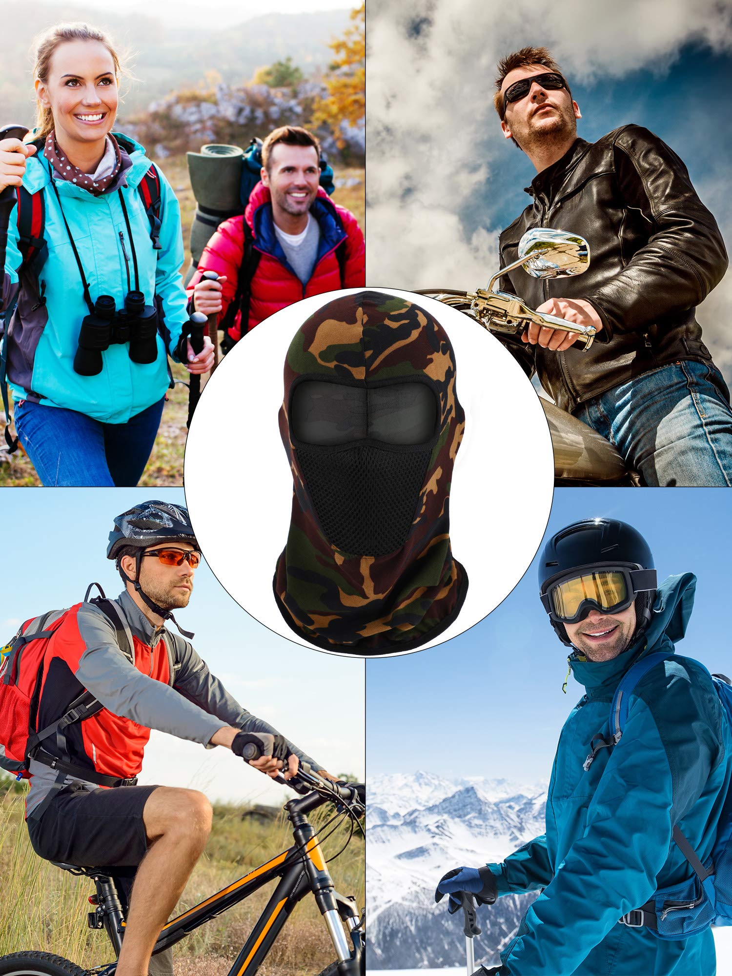 Blulu 4 Pieces Balaclava Full Face Mask Winter Windproof Balaclava Neck Sun Protection Breathable Face Cover (Camouflage)