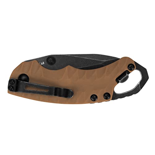 Kershaw Shuffle II Tan Multifunction Folding Pocket Knife (8750TTANBW), 2.6 In. 8Cr13MoV Stainless Steel Tanto Blade with Blackwash Finish, 3-Position Reversible Pocketclip, 3 oz.