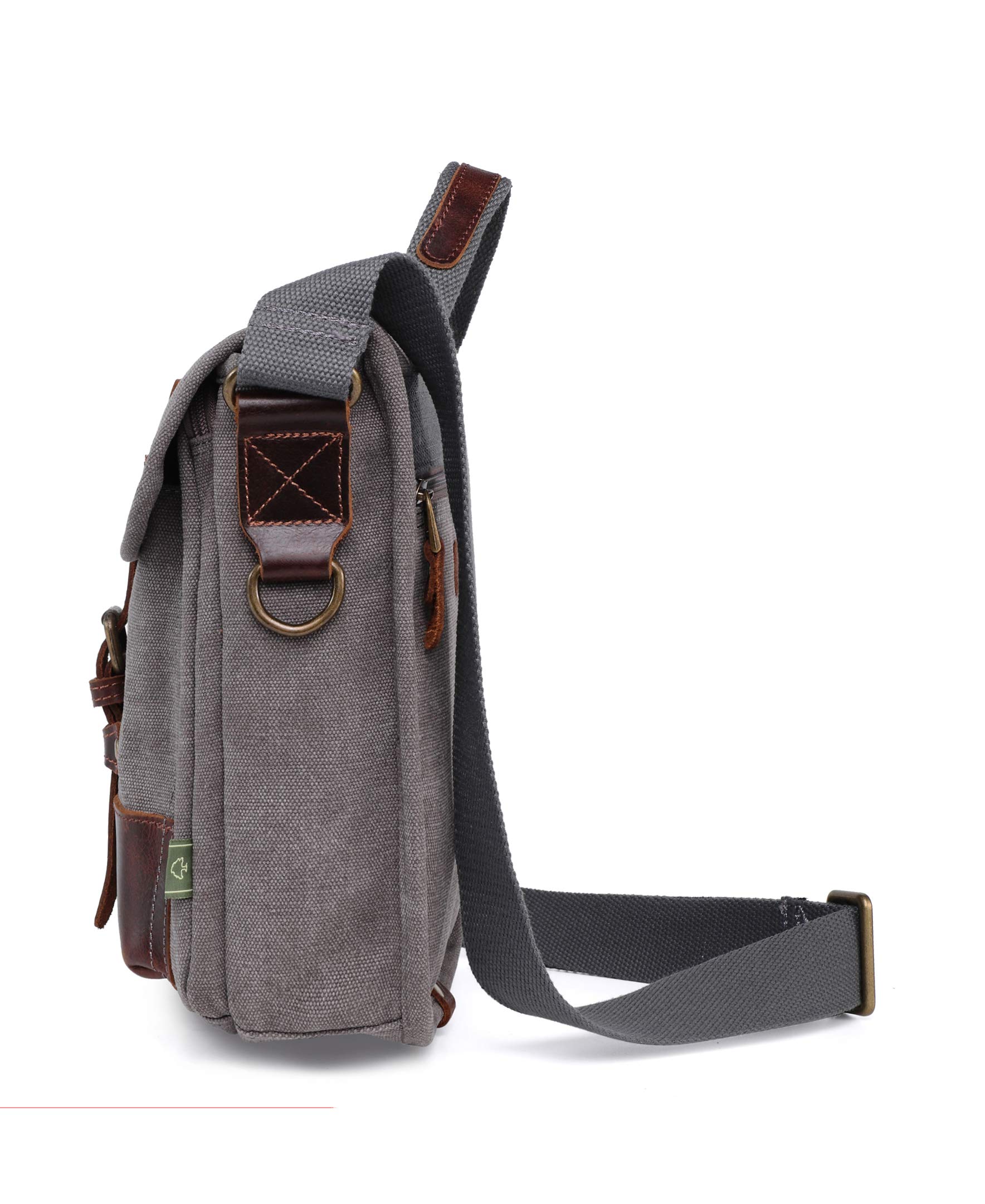 TSD Brand Valley Trail Canvas Crossbody Bag (Grey)