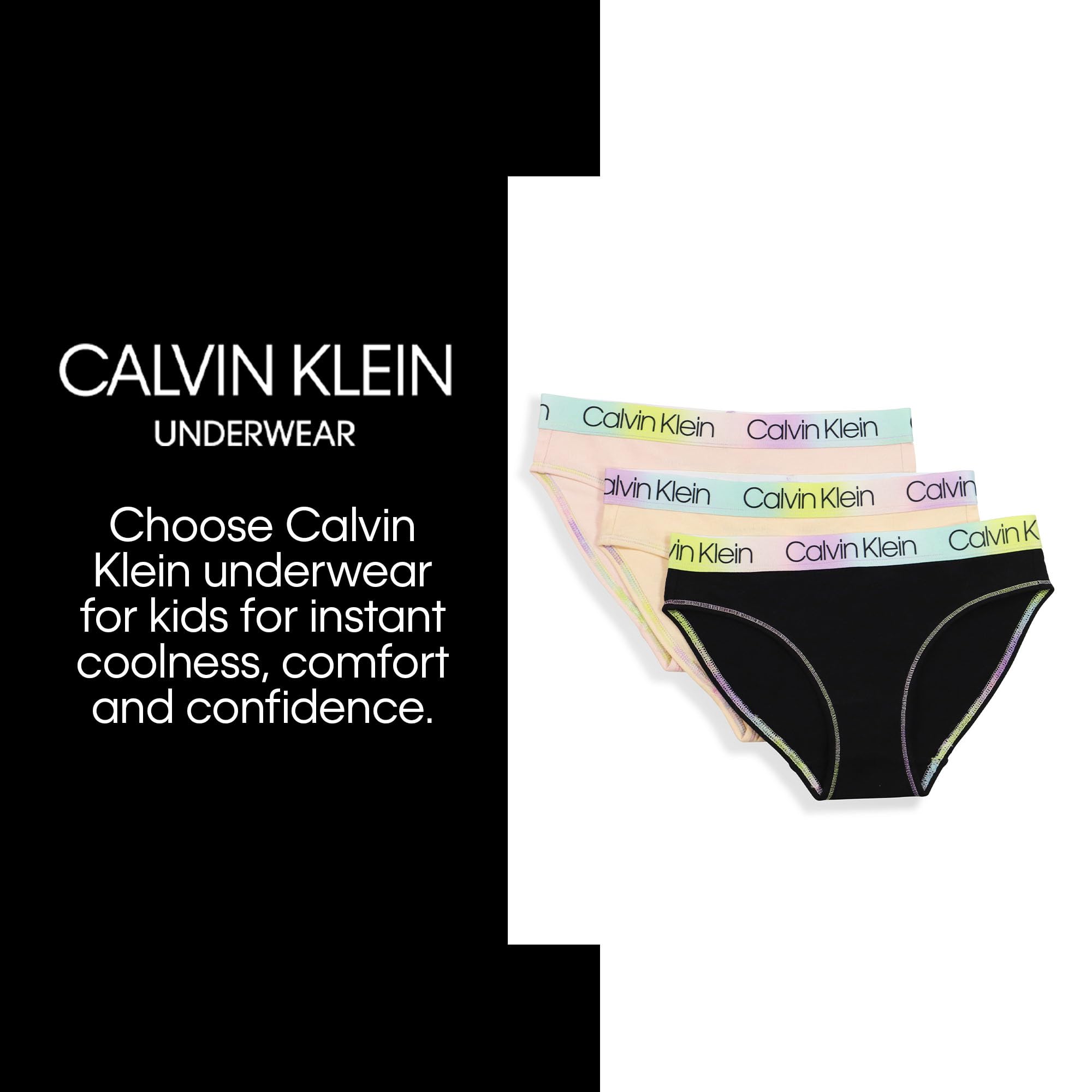 Calvin Klein Girls' Little Modern Cotton Hipster Panties, 7 Pack, Nude, Pink, Light Pink, White, Grey, Black, White, X-Large