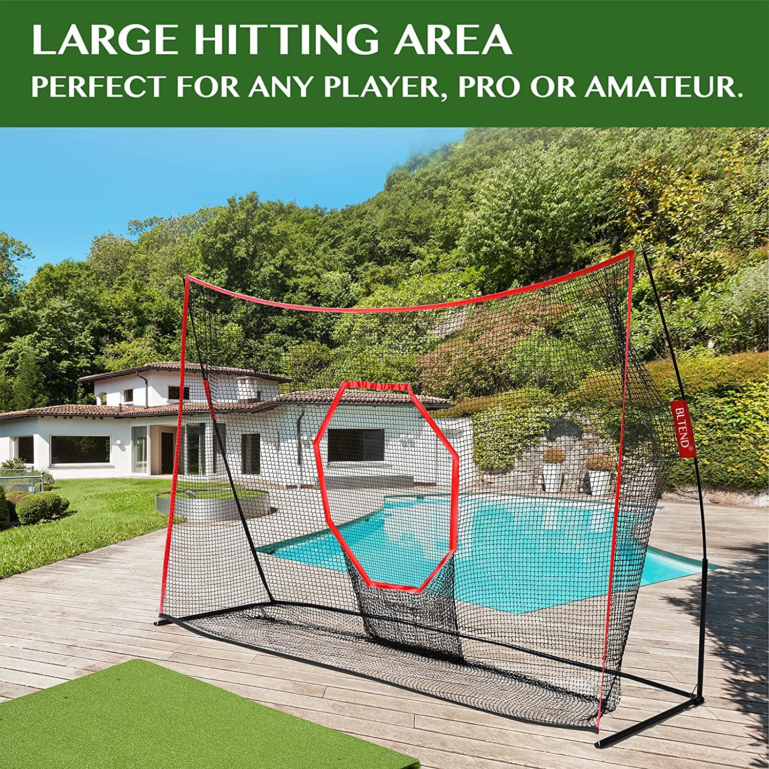 Bltend Golf Net - 10x7ft Heavy Duty Golf Practice Nets for Backyard Driving with Golf Mat, 7 Golf Tees, 8 Golf Balls, Golf Hitting Driving Net for Indoor Outdoor Use - Perfect Golf Training Equipment