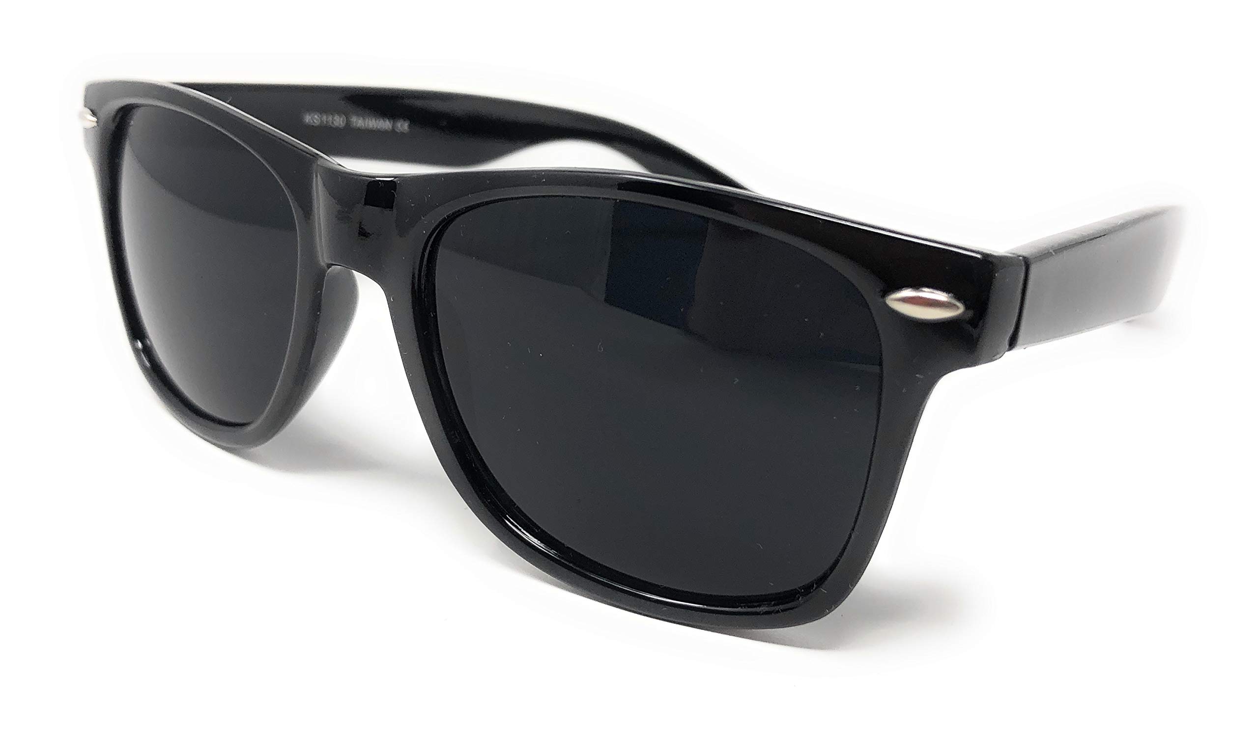 My Shades - Retro 80's Classic Rectangle Sunglasses (Black, Super Dark)