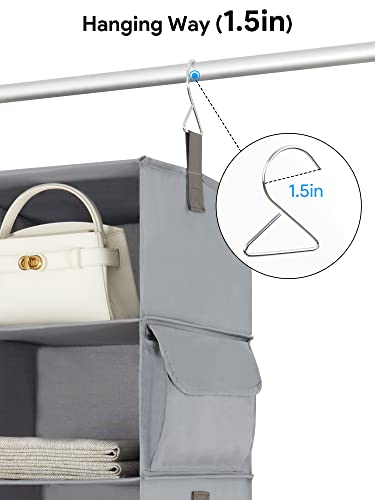 JARLINK 6-Shelf Hanging Closet Organizer, 2 Separable 3-Shelf Hanging Shelves with 3 Drawers, Clothes Organizer and Storage for Bedroom, Wardrobe, Nursery, RV, College Dorm, 12.2'' x 13.6'' x 47.2''