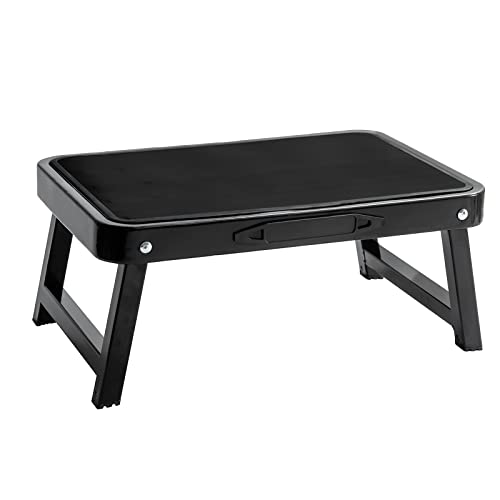 Folding Step Stool, Folding Metal 1- Step Stool 330 lbs, Sturdy Portable Lightweight Step Ladder with No-Slip Feets & Handle by CHEAGO, Black