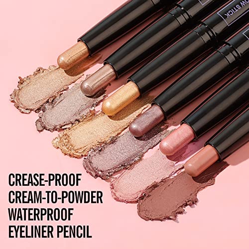 KIMUSE 6PCS Shimmer Cream Eyeshadow Stick,Brightener Eyeshadow Pencil Crayon,Waterproof Eye Shadow Stick Sets with Crease-proof, Smudge-proof and Long Lasting Eye Shadow Make Up