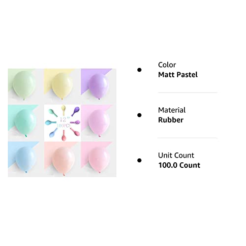 Brontothere Pastel Party Balloons 12 inches 100pcs Assorted Color Birthday Balloons Kid's Baby Shower Balloons