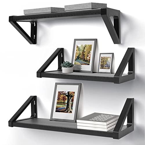 Lixintray Wall-Mounted Floating Shelves Set of 3,Storage Shelves for Living Room/Bedroom/Bathroom/Kitchen/Room Storage and Decorative Steel