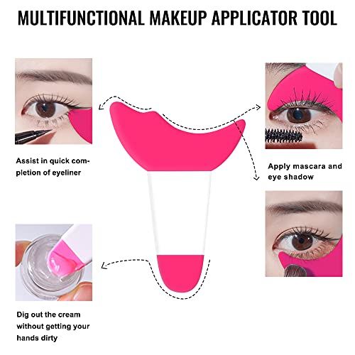 Erinde Mascara Eyelash Shield Applicator Guard Tool, 4 in 1 Eyelash, Eyeshadow, Eyeliner Auxiliary Guard Tool Pads and Cream Mask Spoon, Silicone Reusable Eyelash Guide, Suitable for Beginners