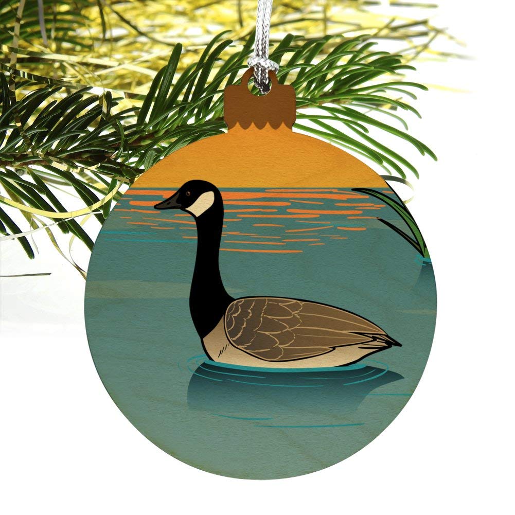 Canadian Goose Geese Swimming Canada Wood Christmas Tree Holiday Ornament