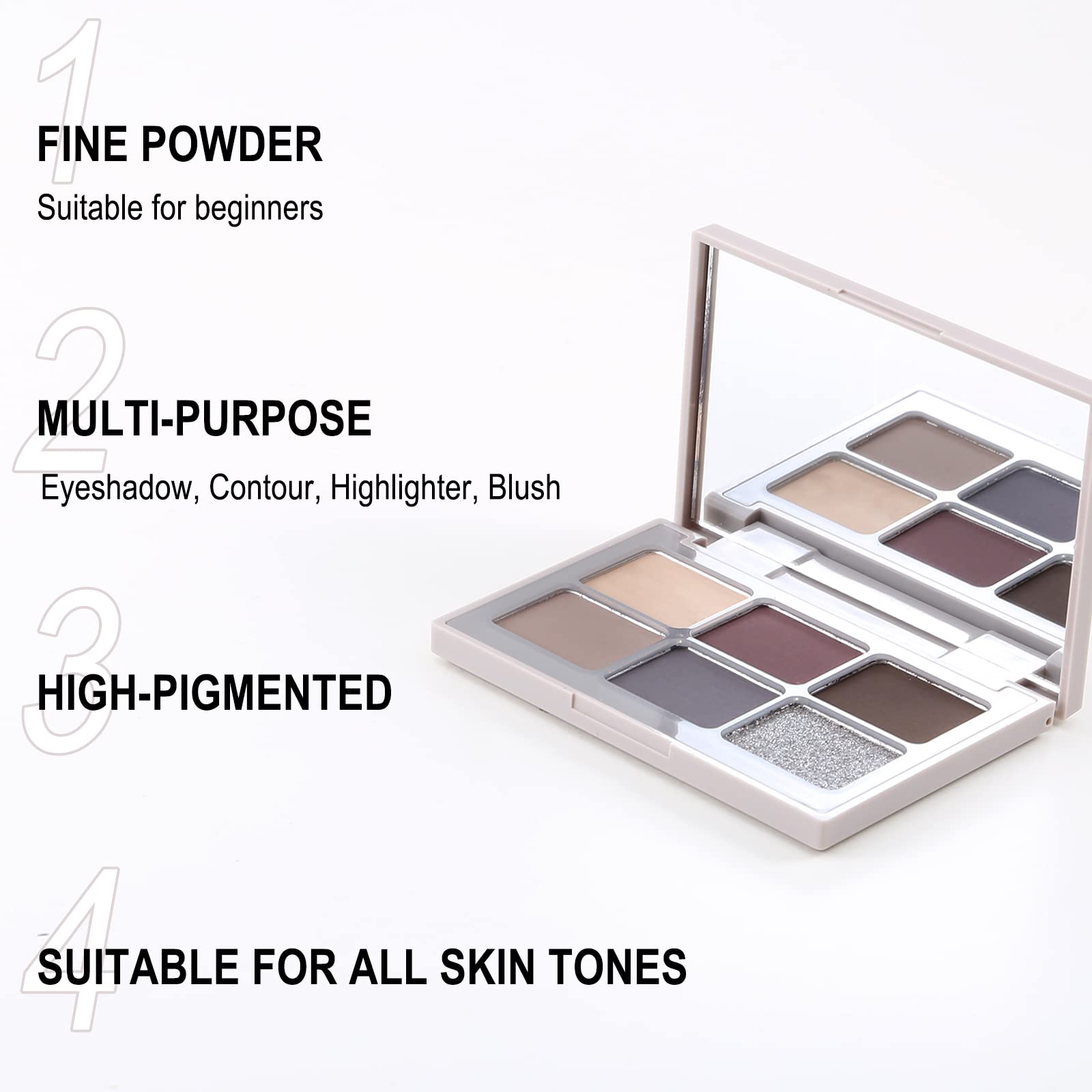 Erinde Matte Shimmer Eyeshadow Palette Makeup - 6Neutral Matte Shimmer Shades, Ultra-Blendable, Rich Colors, Velvety Pigmented Eye Shadow, Makeup Set Includes Mirror & Brush, Great for Travel, 04#
