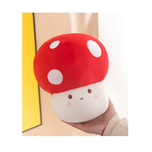 Hofun4U Mushroom Plush Toy, 9 inch Mushroom Shaped Plush Pillow, Smile Mushroom Stuffed Plush, Sofa Car Bed Office Home Decor Kids Adults Birthday Gift (RED)