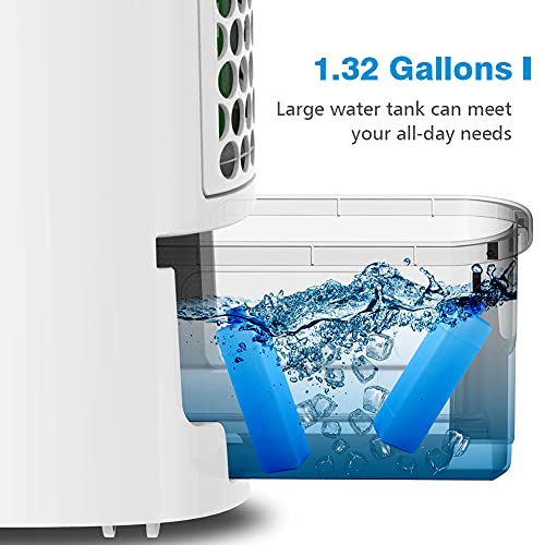 Portable Evaporative Cooler, LifePlus Bladeless Cooling Tower Fan with Instant Cool & Independent Humidifier, Remote Control, 50° Oscillation, Low Noise for Kitchen Bedroom Office