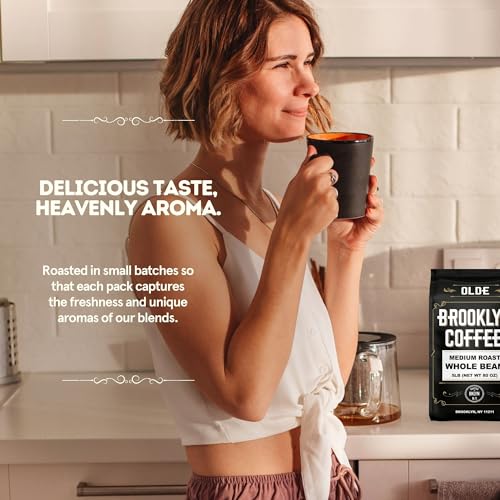 BROOKLYN COFFEE Whole Bean, Classic Medium Roast (5lb) Balanced, Smooth, Mellow - Fresh Bulk Coffee Beans Roasted Weekly in NYC