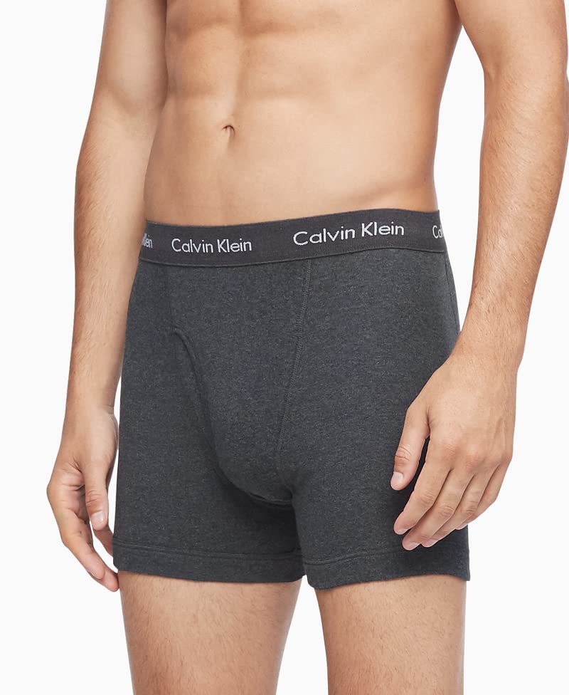 Calvin Klein Men's Cotton Classics 5-Pack Boxer Brief, Black W/Natural Gray, Grey Heather, White, Night Sky, Ponderosa Pine, Large