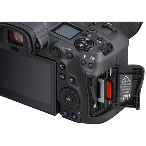 Canon EOS R5 Full Frame Mirrorless Camera with RF 24-105mm STM Lens & 75-300mm f/4-5.6 III Lens, Accessories Including: 2X 64GB Cards, LED Video Light, Microphone, Extra Battery, Case (Renewed)