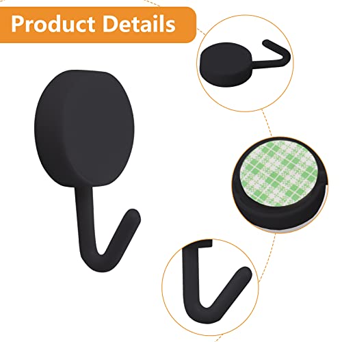 MOROBOR Self Adhesive Hooks, 20pcs Heavy Duty Plastic Hooks Wall Key Hook Holders Stocking Holder for Home Kitchen Bathroom Office Door (Black)