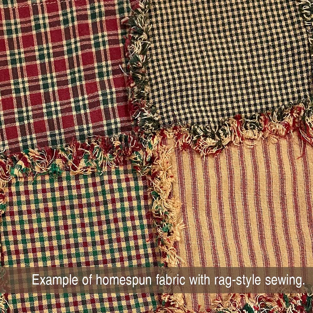 Country Christmas Red Green Plaid Homespun Cotton Fabric by JCS - Sold by The Yard