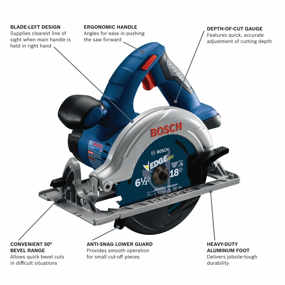BOSCH Bare-Tool CCS180B 18-Volt Lithium-Ion 6-1/2-Inch Lithium-Ion Circular Saw