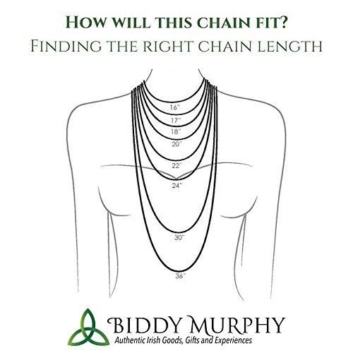 Biddy Murphy Shamrock Sterling Silver Green Enamel Charm Necklace, Sturdy 18" Box Chain, Lucky Irish Gift, Celtic Jewelry, Imported from Ireland