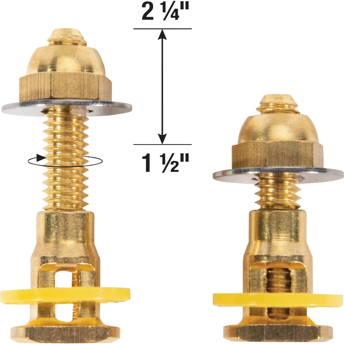 Fluidmaster 7110A-001-P10 Setfast Self-adjusting Toilet Bowl To Floor Bolts, 5/16 In. x 1-1/2 to 2-1/4 In, Brass