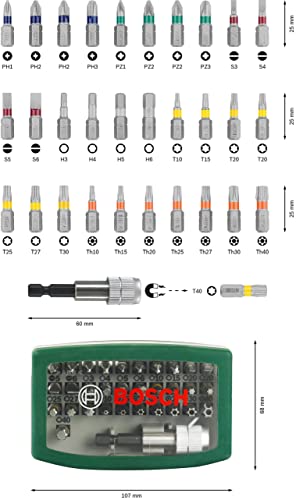 Bosch 2607017063 Screwdriver Bit Set with Colour Coding 32 Pcs