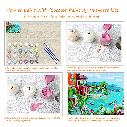 iCoostor Paint by Numbers DIY Acrylic Painting Kit for Kids & Adults Beginner – 16” x 20” Cute Cat and Butterfly Pattern