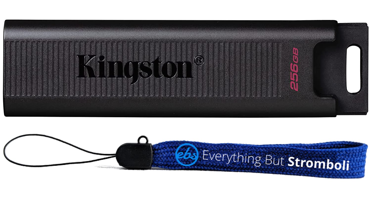 Kingston 256GB Flash Drive DataTraveler Max USB 3.2 High Speed 1000MB/s USB Type-C for Computer (DTMAX/256GB) Bundle with 1 Everything But Stromboli Lanyard