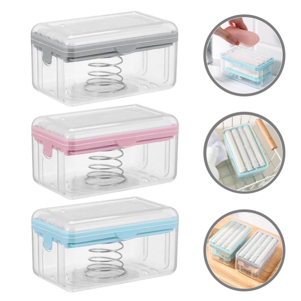 Cabilock 3pcs Box Soap Dish Foaming Holder Soap Foaming Case Soap Drainer Soap Foaming Tool Soap Container Foaming Soap Dish Soap Dishes for Bar Soap Household Soap Holder Travel Pp