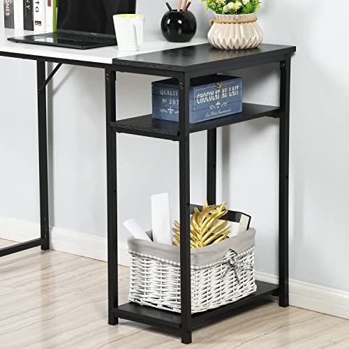 Homy Casa Inc Computer 40 inch Study Writing Table with Storage Shelves Space Saving for Home Office, Modern Simple Style PC Metal Frame Desks, Black White