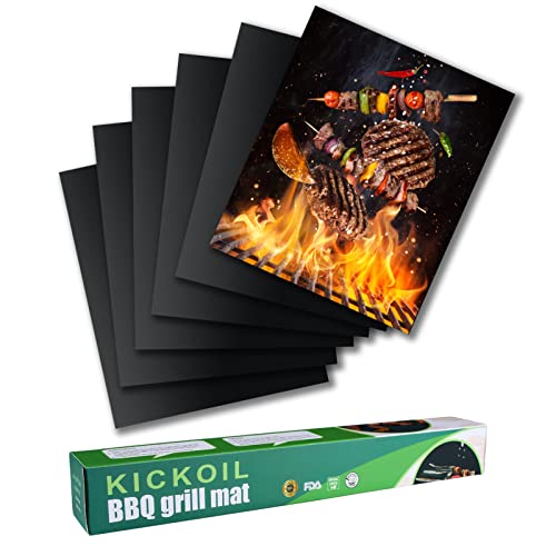 Grill Mats for Outdoor Grill Set of 6 BBQ Grill Mat Non-Stick Reusable Heavy Duty Grilling Mats Teflon Grill Sheets Grill Tools BBQ Accessories for Charcoal Grill Gas Electric Smokers Barbecue Camping