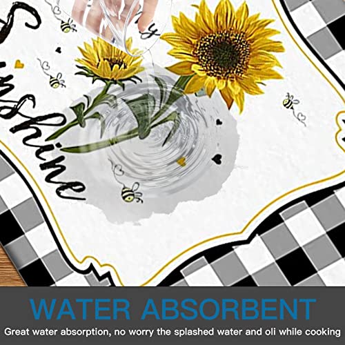 Briskdecor Kitchen Rugs and Mats Set, Absorbent Soft Non-Skid Rubber Backing Area Rugs, Sunflower Washable Floor Comfort Mats and Carpet Runner, 20inch x 48inch