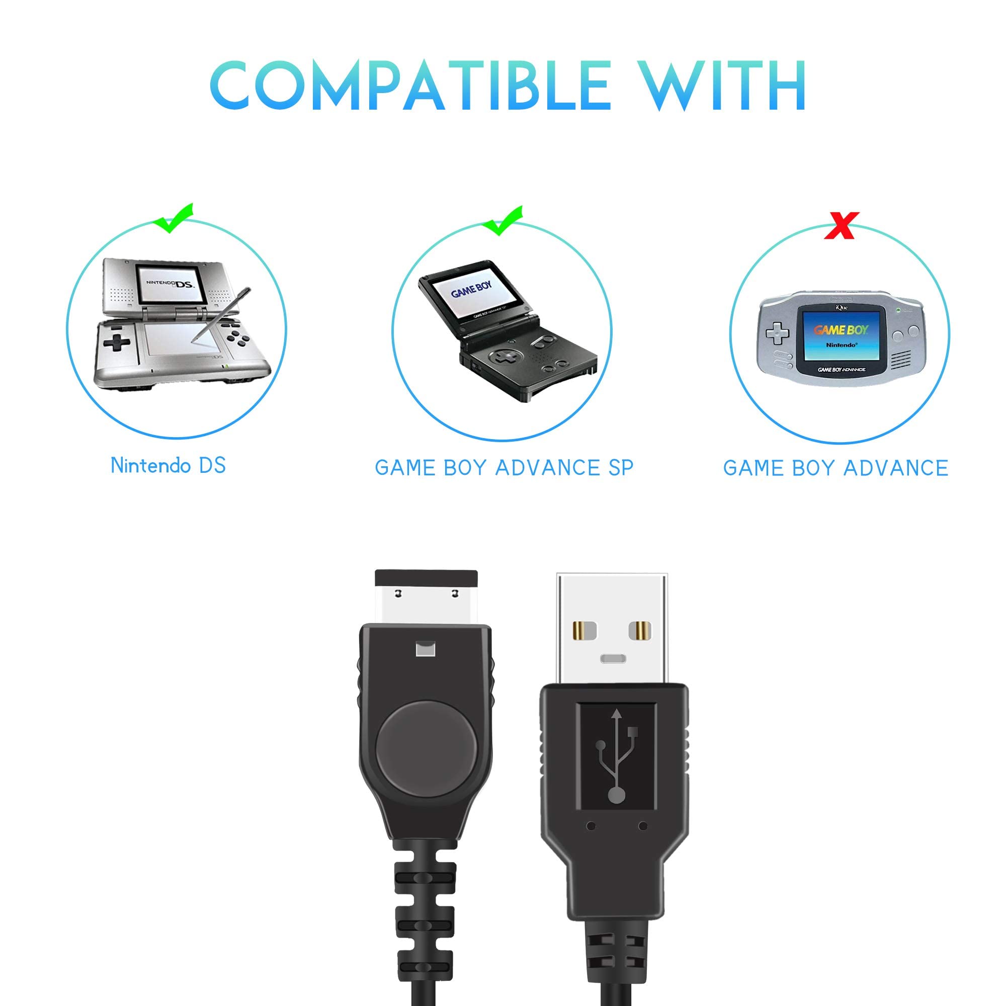 Xahpower Gameboy Advance SP Games Accessories Kit, 1 Pack Charger and 1 Pack Charge Cable and 1 Pack Battery Pack for Game Boy Advance SP Systems(GBA SP)