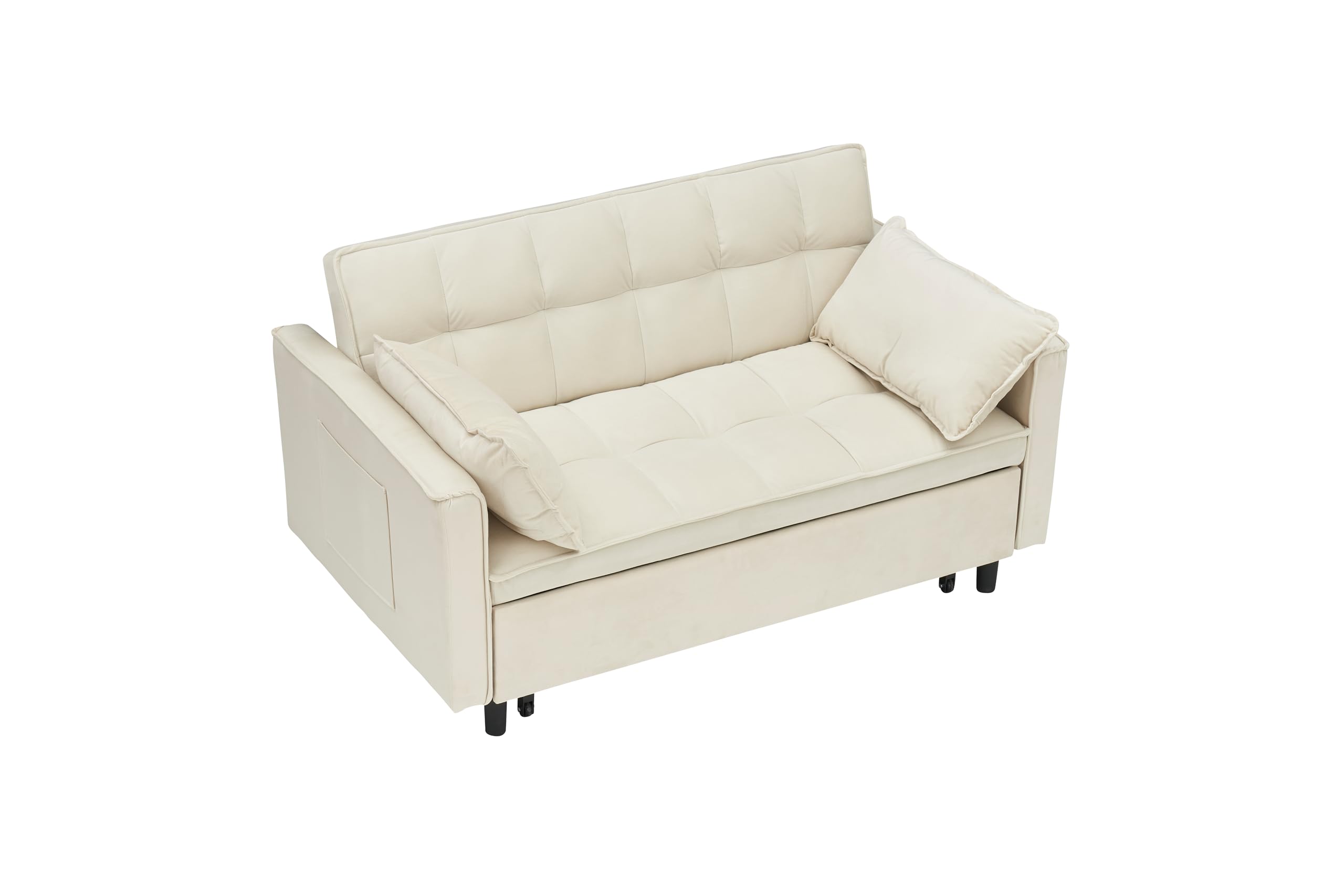 ERYE 3 in 1 Convertible Sleeper Sofabed,Modern Corduroy Upholstered Loveseat Sofa&Couch with Pull Out Sleep Couch Bed, Side Storage Pockets and 2 Pillows for Home,Office,Apartment,RV Living Room