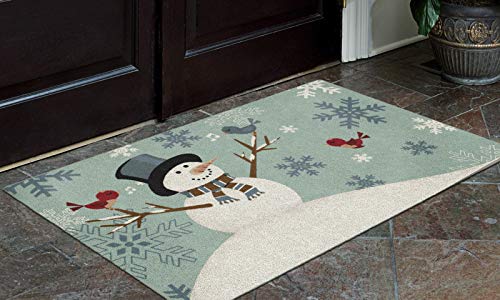 Brumlow MILLS Snowman Songs Holiday Decorative Christmas Celebration Area Rug for Front Door, Entryway, Kitchen or Bedroom Mat, 2'6" x 3'10", Teal