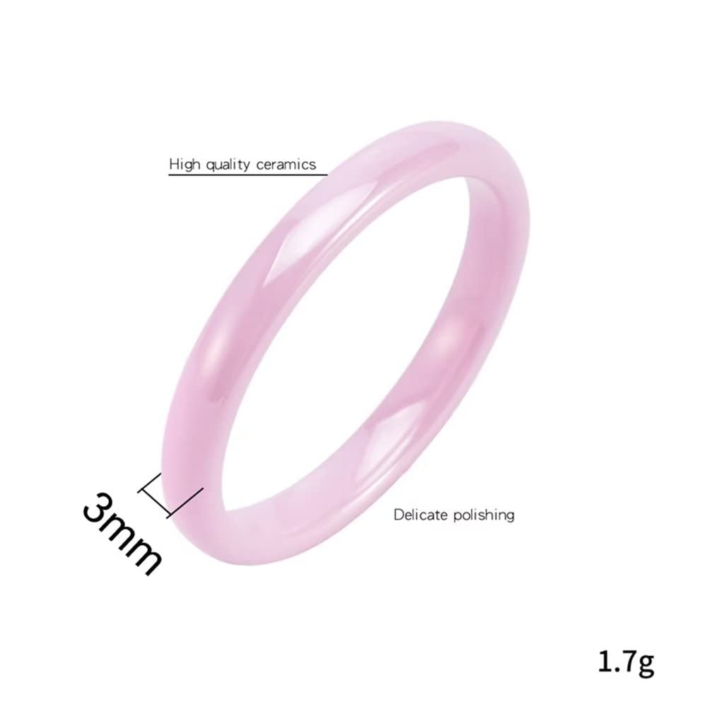 Ceramic Ring Simple Plain Wedding Band Promise Statement Anniversary Stackable Band Ring Engagement Wedding Band Gifts for Women Her Black/White/Blue/Pink,Width:3mm/6mm/8mm