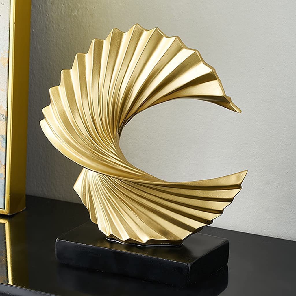 Resin Crafts Art Ornament Abstract Figurines Sculpture Desk Table Statue for Home Bedroom Living Room Garden Office - Golden